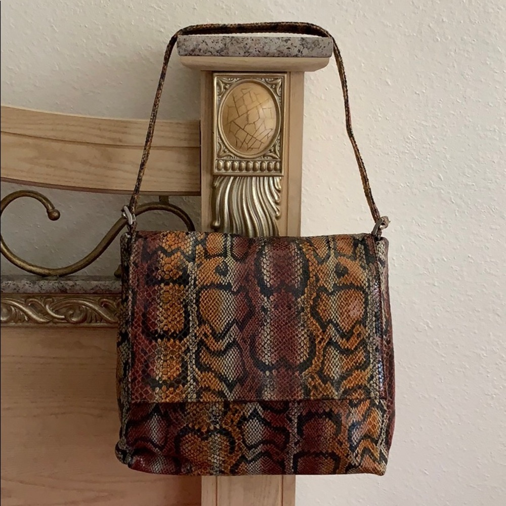 Genuine Snakeskin Messenger Bag - Gem